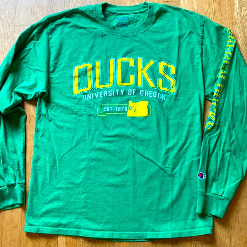 Long Sleeve Champion Oregon Duck Tee - Gem
